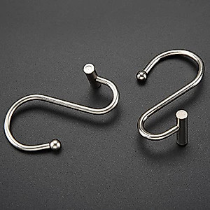 Nickel Shower Curtain Hooks,Rust Proof Shower Curtain Rings for Bathroom,T-Bar Metal Decorative Shower Curtain Hooks Hangers for Shower Curtain Rod,Set of 12
