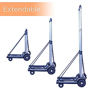 Dolly Cart Foldable with Wheels Heavy Duty 4 Wheel Solid Construction Utility Folding Hand Truck is Compact and Lightweight Suitable for Baggage Personal Travel Moving and Office Use