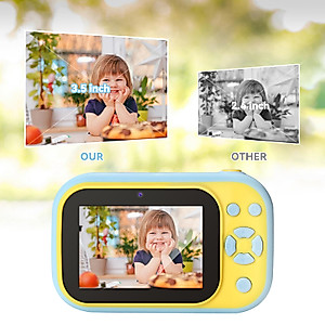 Seemee Instant Print Camera for Boys, Selfie Instant Camera with 3.5" Screen, 32G Card, 3 Rolls Print Papers, Stickers, Cute Camera Birthday Gifts Toys (Blue)