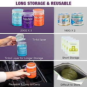 bedee Car Cleaning Gel Cleaning Putty: 2023 Upgraded Keyboard Cleaner Gel 3 Pack High Efficient Cleaning Reusable No Sticky Hands Dust Cleaning Gel for Car Interior Air Vent Keyboard Camera Printer