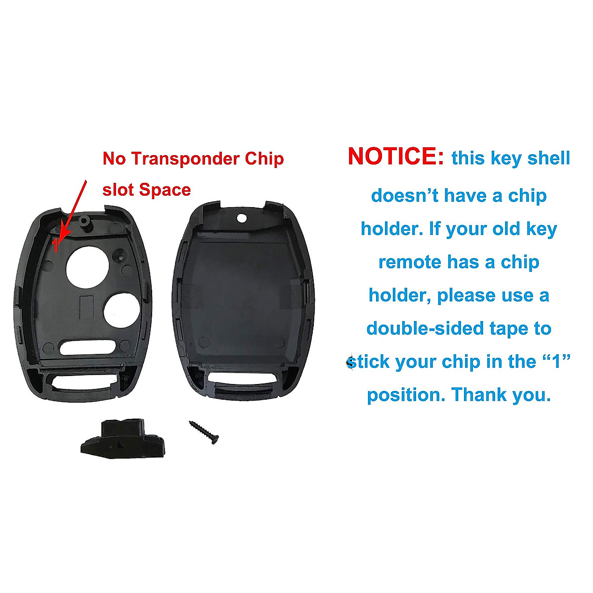 Arruweer NO Cut Replacement Key Fob Shell Case Fit for Honda Accord Crosstour Civic Odyssey CR-V CR-Z Fit Keyless Entry Remote Car Key Fob Cover (Only Casing) (2+1 Button)