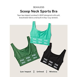 Victoria's Secret Pink Seamless Sports Bra, Low Impact Bras for Women, High Neck, Athletic, Black (XL)