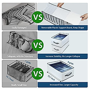 SOLARVALLEY Drawer Organizers for Clothing,Underwear Drawer Organizer Clothes,Clothes Organizer for Folded Clothes,Wardrobe Clothes Organizer for Jeans,sock,Sweaters,t-Shirt,Underwear (8+9+8+11Grids)