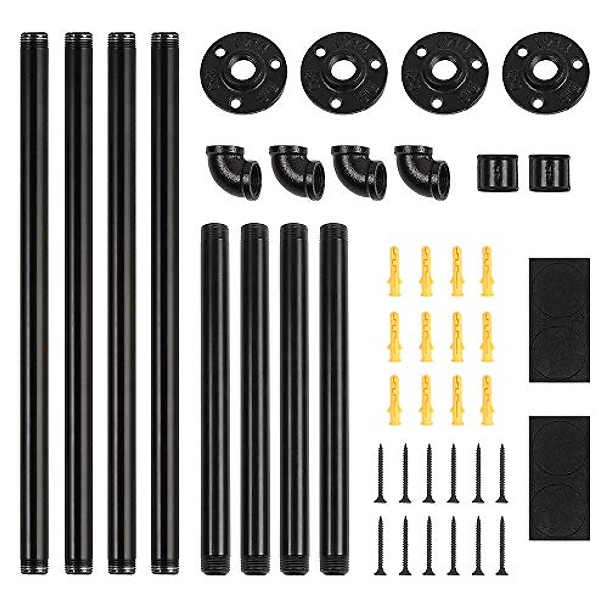 Neala Industrial Pipe Clothing Rack Set 31.5 Inches Black Iron Garment Rack 2 pack Multifunction Hanging Clothing Rod for Storage Retail Display Wall or Ceiling Mount in Bathroom Bedroom and Balcony