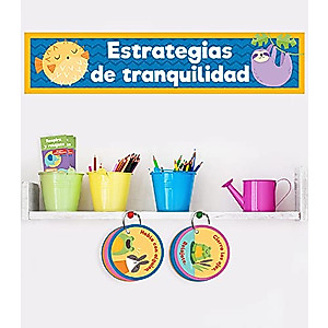 Carson Dellosa Estrategias de tranquilidad/Calming Strategies Instructional Set—2-Sided Banner, Calming Strategy Reminders, and Bookmarks for Social Emotional Learning, Spanish Edition (69 pc)