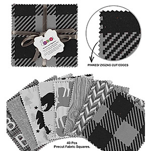 Soimoi Lumberjack Print Precut 10-inch Cotton Fabric Quilting Squares Charm Pack DIY Patchwork Sewing Craft