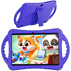 SGIN 10 Inch Tablet for Kids, Android 12 Kids Tablet with Kids Case, 2GB RAM 64GB ROM, 5000mAh, 1280 * 800 Display, Dual Camera, WiFi, Educational Games, Blue Handle Case