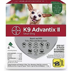 K9 ADVANTIX II for Small Dogs, 4 Count (Pack of 1)