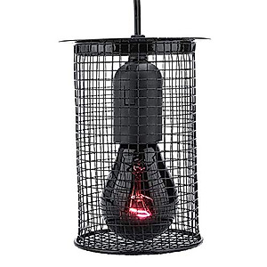 Sheens Reptile Anti Scald Lampshade, Day Night Ceramic Light Bulb Enclosure Cage Protector Round Reptile Heating Lamp Mesh Cover for Pet Reptile Amphibian