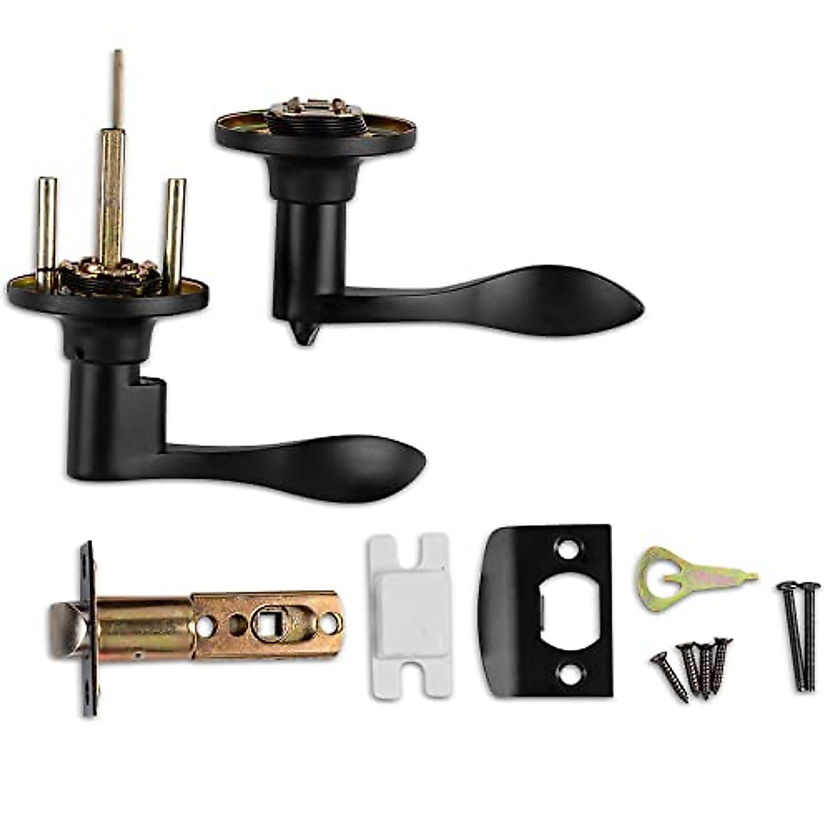 Berlin Modisch Entrance Lever Door Handle [Lock with Two Keys] for Office or Front Door with a Iron Black Finish, Reversible for Right & Left Side, Entry Lever Classic Series