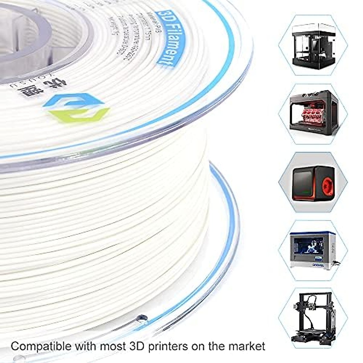 YOUSU White PVB Filament 1.75 mm for 3D Printer & 3D Pen 1 kg (2.2 lbs), Print As Easy as PLA Filament, can be Polished with Alcohol to get Smooth Surface.