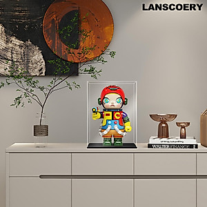 LANSCOERY Acrylic Display Case, Assemble Showcase Display Box for Collectibles, with Dustproof & Seamless Display Design, Compatible with Lego R2-D2 43217 75304 Collectibles 8x8x12inch Black Base