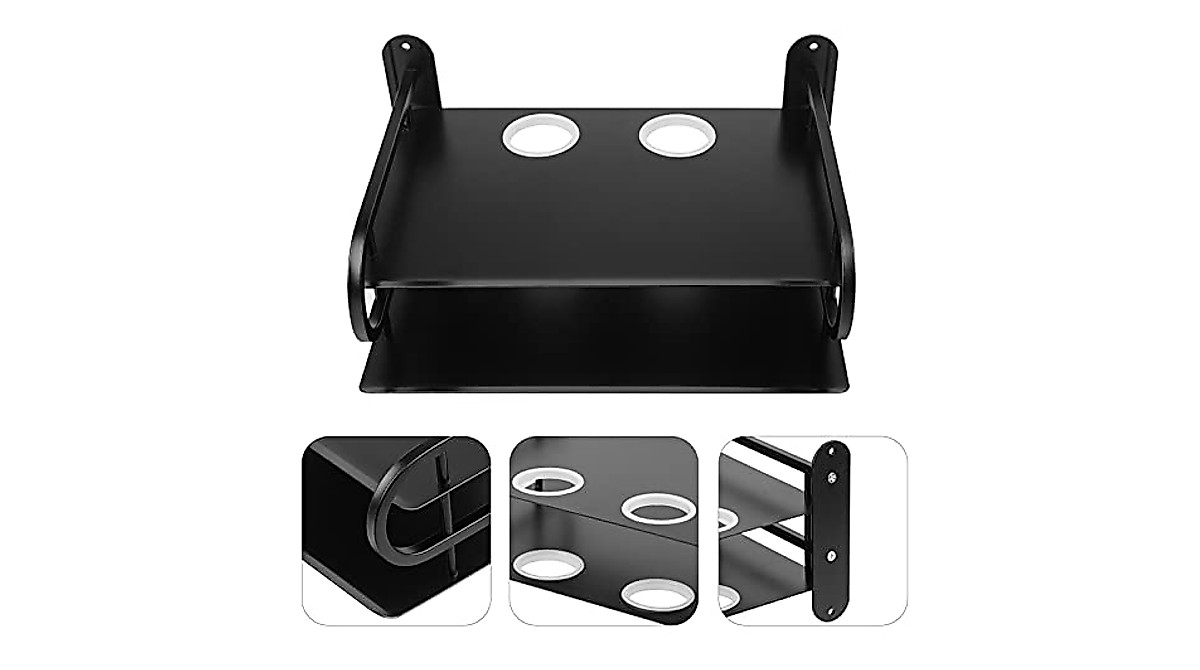 Z-COLOR Black Metal Wireless Router Storage Box - Wall Mount Organizer