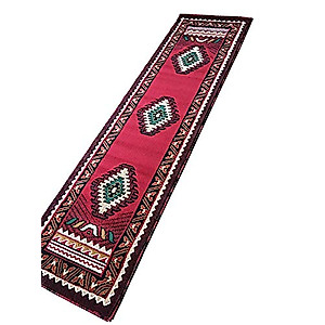 South West Native American Runner Area Rug Red Design D143 (2ft.x7ft.)