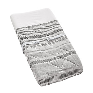 Sweet Jojo Designs Grey Boho Tribal Bohemian Boy Girl Unisex Baby Nursery Changing Pad Cover - Jacquard Aztec Gender Neutral Modern Geometric Stripes Gray Off White Ivory Textured Boho Chic Farmhouse