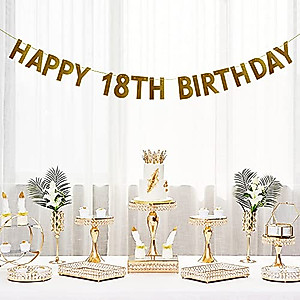HAPPY 18TH BIRTHDAY Banner for 18th Birthday Party Decorations Supplies Pre-strung No Assembly Required Gold Glitter Paper Garlands Banner Letters Gold Betteryanzi