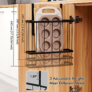 KES Cabinet Door Organizer with Towel Bar, Kitchen Cabinet Organizer with Towel Holder Cutting Board Organizer for Kitchen, Over The Cabinet Door Organize with Towel Rack Matte Black, KUR520-BK