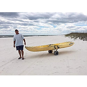 Suspenz Kayak Beach Cart Trailer, DLX Canoe Trolley with Balloon Wheels Sand Tires and Straps, Yellow, Flat Platform, 22-7044