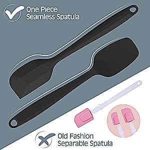 Permanent Replacement Silicone Spatula Set Rubber Spatulas Silicone Heat Resistant up to 600°F Silicon Spatula Kitchen Utensils 6 PCS Black