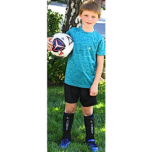 Kids Soccer Shin Guards with Foam Backing & Adjustable Straps. Fits Ages 8-13. Black