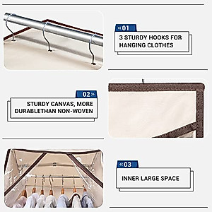 STORAGE MANIAC 2-Pack Hanging Garment Bag, Long Garment Cover for Closet, Clear Garment Bags for Storage, Large Garment Storage Bag for Dresses, Suits, Gown, Coat, Uniforms, Zipper Cover with Sealed Clear Window, Beige