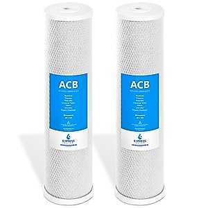 Express Water – 2 Pack Water Filter Activated Carbon Block Replacement Filter – ACB Large Capacity Water Filter – Whole House Filtration – 5 Micron Water Filter – 4.5” x 20” inch