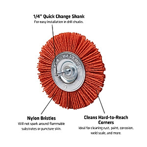 Century Drill & Tool 77441 4" Nylon Radial Brush, 80 Grit