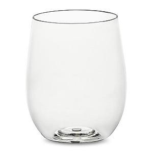 Smarty Had A Party 64 Pack Plastic Stemless Wine Glasses,12 Oz Clear Plastic Cups, Drinking Glasses, Order In Bulk Disposable Cups for Wedding Decorations, Holidays, Wine Glasses Stemless