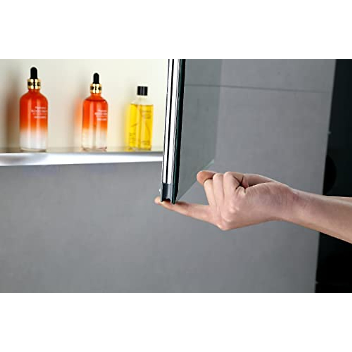 JimsMaison 36 in. W x 26 in. H Aluminum Bathroom Medicine Cabinet, Rectangle Recess or Surface Mount Medicine Cabinet with Adjustable Glass Shelves