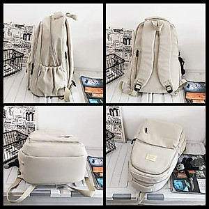 Kawaii Laptop Backpack Back to School Supplies Large Capacity Aesthetic Cute Plush Pendant Simple College Book Bag (Blue)