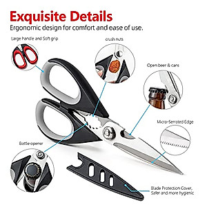 Tpotato kitchen scissors,kitchen shears heavy duty dishwasher safe,Stainless Steel Sharp utility food cooking Scissors multipurpose with cover cutting Meat, Poultry, Vegetables, fish,2 Pack