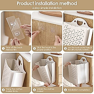 Collapsible Laundry Baskets,13.5 Liter/3.5 Gallon Household Laundry Hamper,Foldable Laundry Basket Plastic Storage Container/Organizer,Space-Saving Wall Hanging Clothes Hamper