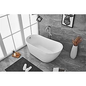 Elegant Decor Indoor Modern 59 inch soaking single slipper bathtub in glossy white