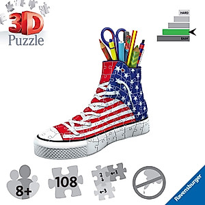 Ravensburger Sneaker American Style - 112 Piece 3D Jigsaw Puzzle | Precision Fit for Kids and Adults | Easy Click Technology | Durable Display Piece | Over 130 Years of Quality