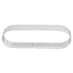 FRCOLOR Ring Cake Mold, Oval Stainless Steel Perforated Tart Ring Mold Dessert Mold Quiche Mold, 11. 9cm