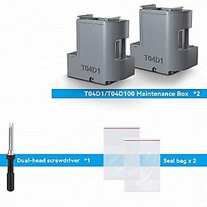SubliPlus+ T04D1/T04D100 Ink Maintenance Box Replacement for ET-3750 ET-15000 ET-4760 ET-3760 XP-5100 ET-3850 ET-4850 WF-2860 ET-3710 ET-5150 ET-3830 etc. Printers (TO4D1/TO4D100/T04D1/EWMB2) 2 Packs