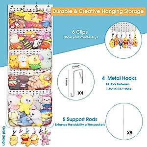 FENTEC 2 Pack Over the Door Shoe Organizers Hanging Shoe Organizer, Stuffed Animal Storage Over Door Stuffed Animal Organizer