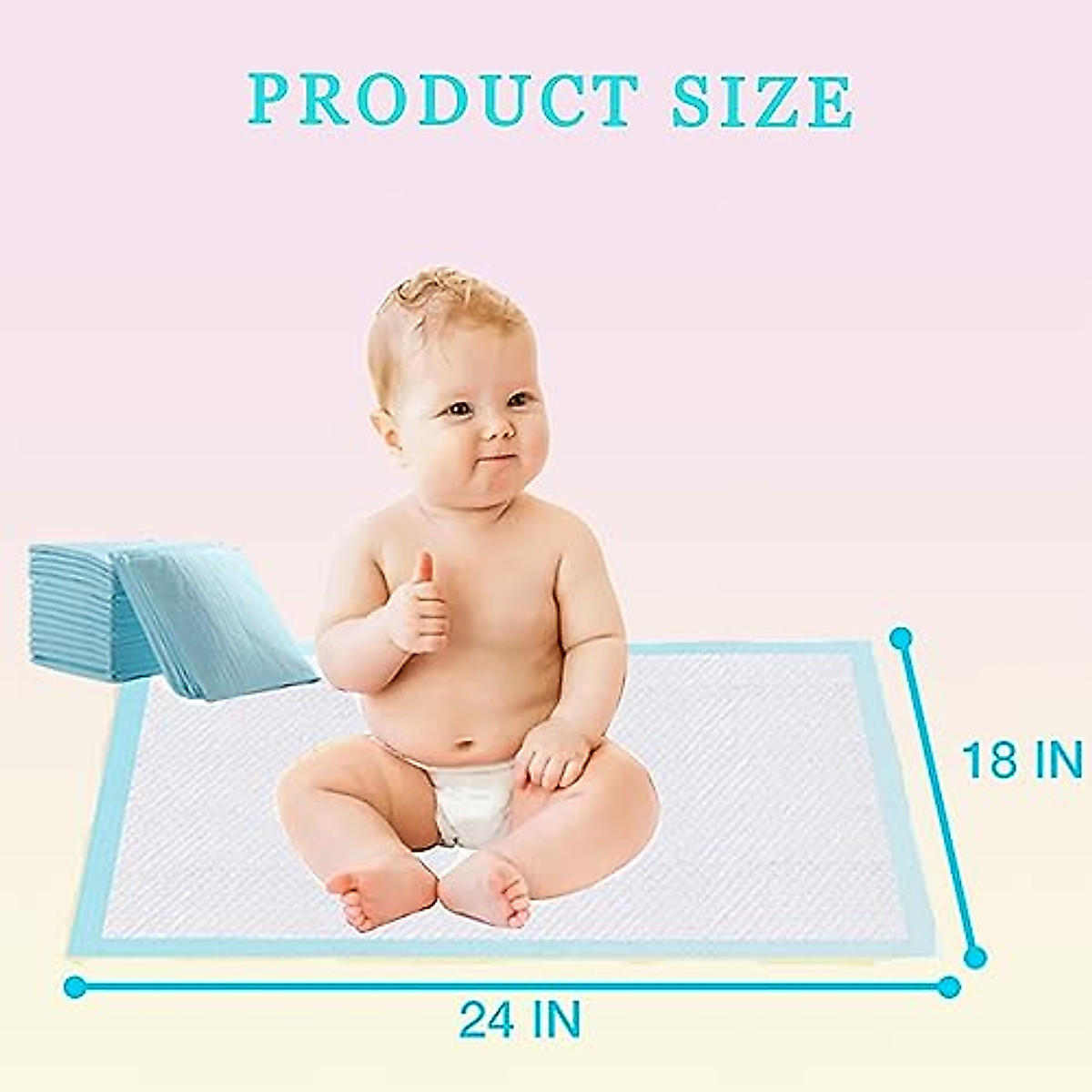 Nihao Honey Disposable Changing Pads for Baby, 30 Pack Portable Diaper Changing Pad Liner, Baby Changing Pad Waterproof Underpads Changing Table Pads Leak-Proof Breathable (Blue, 18x24 Inch)