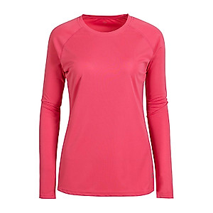 Long Sleeve Dry Fit Athletic Performance Raglan T Shirt for Women, Womens Plus Size Summer Tops Pink S