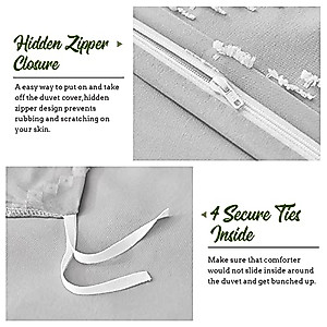 Tametra Boho Duvet Cover Queen - Tufted Queen Duvet Cover,Textured Duvet Cover, Ultra Soft Shabby Chic Embroidery Duvet Covers for All Seasons PCS 90" x 90"(Gray)