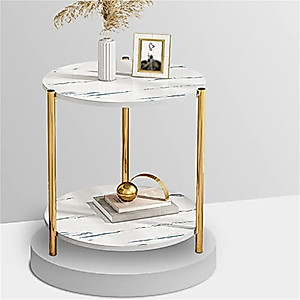 LIRUXUN Sofa Side Cabinet Home Small Apartment Living Room Table Side Several Bedroom Double-Layer Mini Round Table