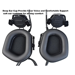 Hdlsina Helmet Mode Tactical Shooting headset + with U94 PTT 2pin with ARC Rail Adapter Noise Reduction & Sound Pickup Ear Protection (Black)