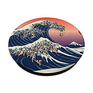 The great wave of pugs Japanese Art PopSockets by Huebucket PopSockets PopGrip: Swappable Grip for Phones & Tablets