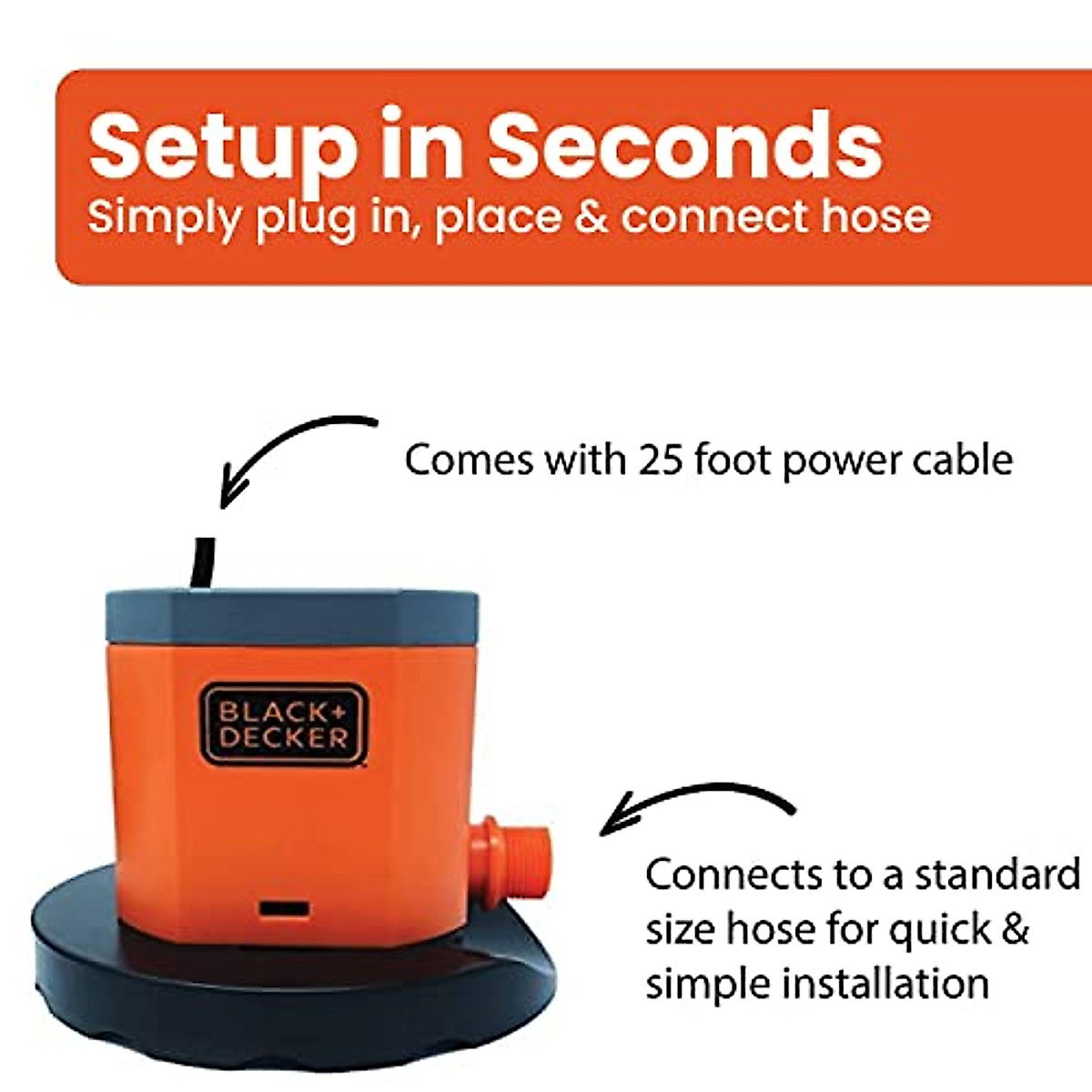 BLACK+DECKER Swimming Pool Cover Pump, 800 GPH Manual