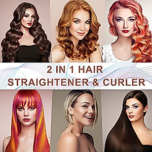 Hair Straightener and Curler 2 in 1: NOVIIML Curling Iron with 360° Airflow Styler Tech, 1 inch Professional Flat Iron with Tourmaline Ceramic, Straightening Iron with 5 Temp Settings Dual Voltage