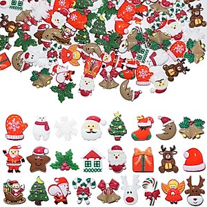 HADDIY Christmas Resin Charms for Crafts,100 Pcs Flatback Slime Charm Beads Miniature Ornaments for Christmas Embellishments,Craft Supplies and Mini Christmas Decorations