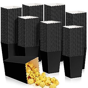 Seajan 300 Pcs Popcorn Boxes for Party Popcorn Snack Cardboard Container Mini Paper Popcorn Bags Disposable Candy Popcorn Holder for Birthday Wedding Party Supplies Decoration, 3 x 4 x 2 Inch (Black)