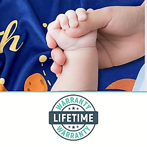 NOOL BABY PRODUCTS Baby Monthly Milestone Blanket w/Heart Frame, White Ribbon, Bonus Gift Card |Newborn Photo Prop with Growth Tracker | Cute, Large (47” x 47 “), Soft, Gender Neutral, boy, Girl