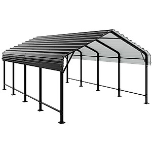 JAMFLY Carport 12X20 FT Heavy Duty Carport Car Canopy with Galvanized Steel Roof, Metal Carport with Enhanced Base, Upgraded Extra Large Garage for Cars, Tractors, Trucks, Boats