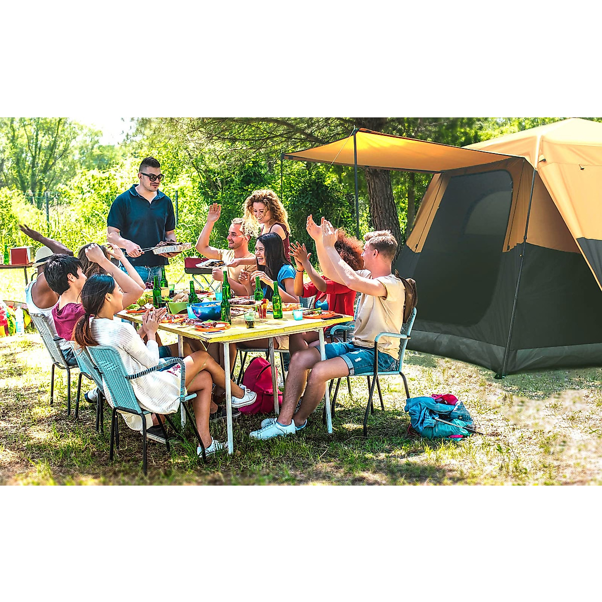 Oileus Instant Camping Tent - 4/6/8 Person Cabin Tent Quick setup, Double Layer with Waterproof & Windproof Tent, Family Camping, Hiking tent with Carry Bag, 5 mesh windows Upgraded Ventilation